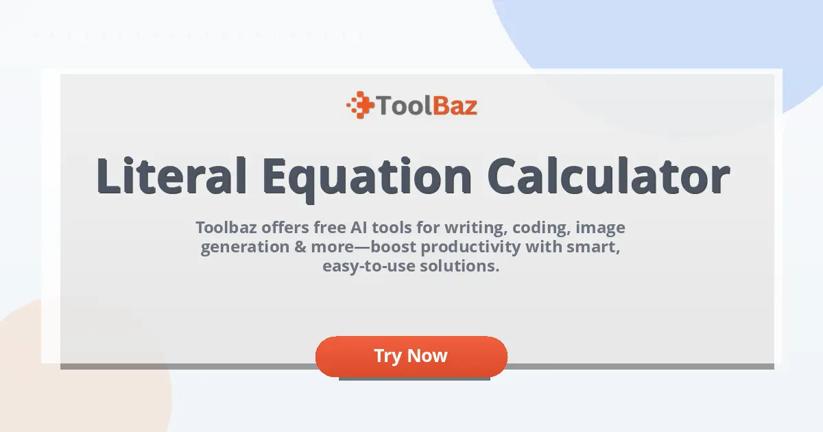 [FREE] Literal Equation Calculator - (No Login & Unlimited)